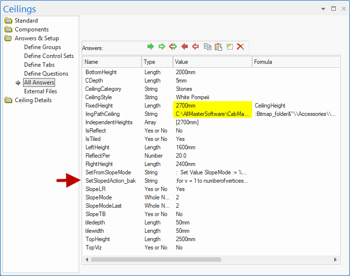 Ceilings Tool Formula Reference