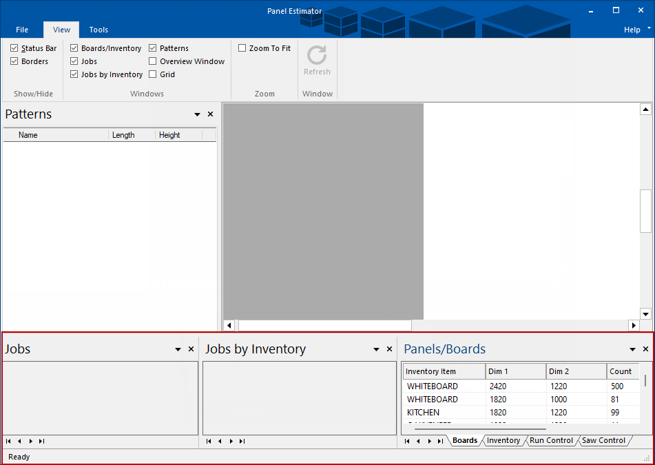 Docking Panel Estimator Windows